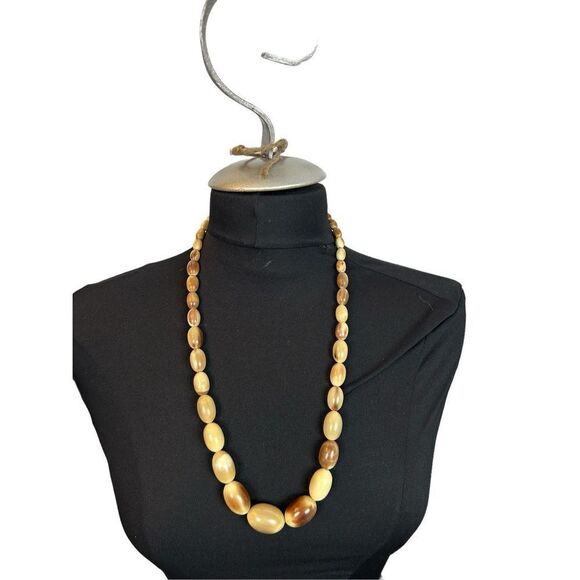 No Brand | Jewelry | Vintage Large Beaded Tan And Brownlong Necklace ...